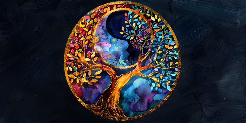Yin-Yang Tree on Abstract Background Stock Photo - Image of tropical ...