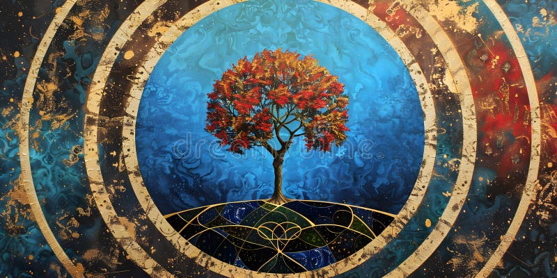 Yin-Yang Tree on Abstract Background Stock Photo - Image of garden ...