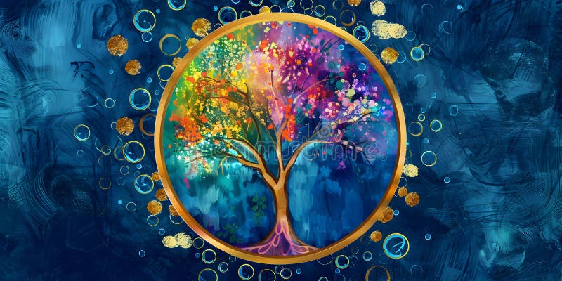 Yin-Yang Tree on Abstract Background Stock Photo - Image of green ...