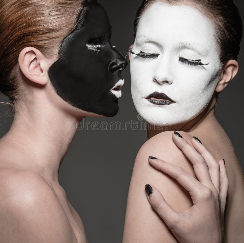 Yin yang twins stock image. Image of white, girls, whiteface - 27682909