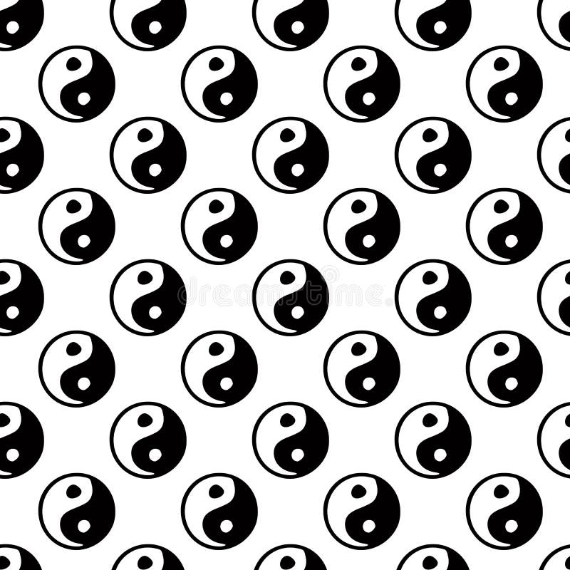 Yin Yang Vector Seamless Pattern Stock Vector - Illustration of ...