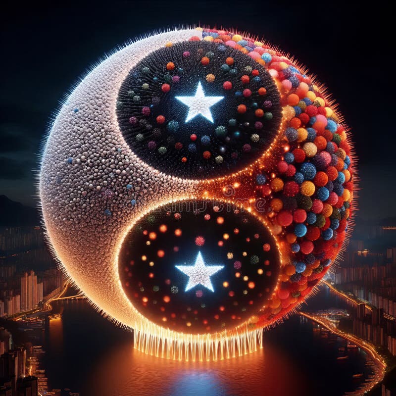 45 91. Yin-yang Vertical Shells_ Large, Spherical Fire Stock Image ...