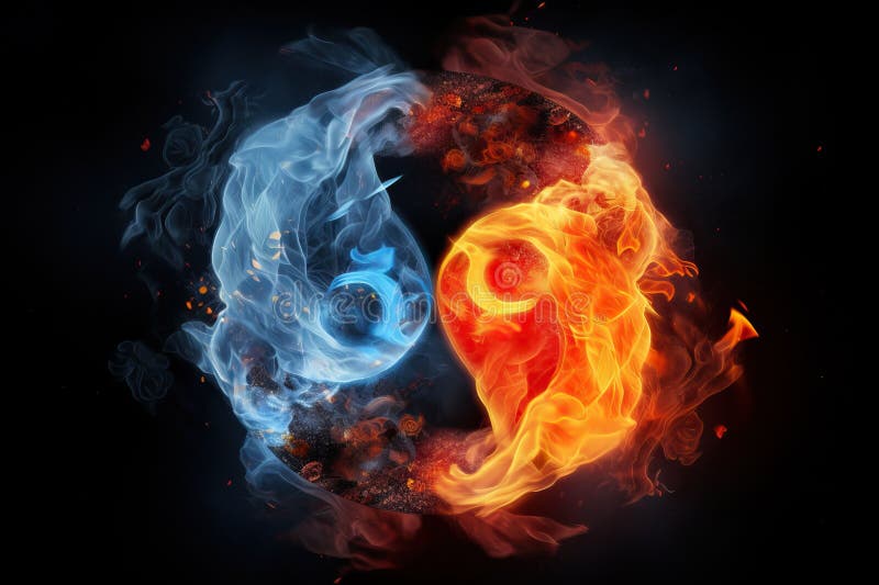 Yin yang, water and fire stock illustration. Illustration of beautiful ...
