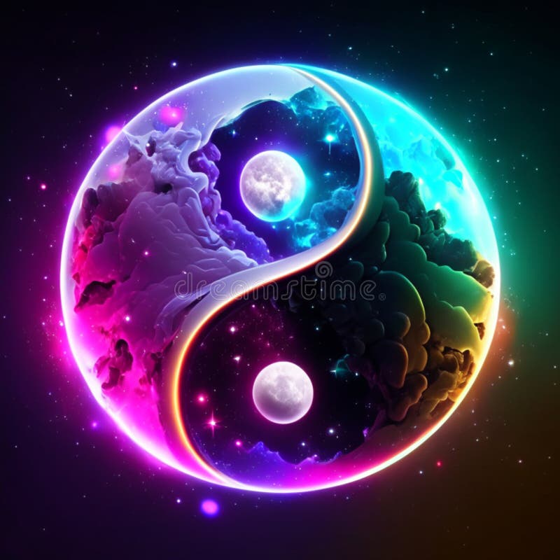 Yin and Yang Zen Symbol in Outer Space. Vector Illustration Stock ...