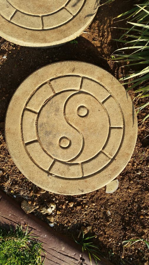 Stone Of Yin-Yang Symbol In Rongkhun Temple Chiangrai, Thailand Stock ...