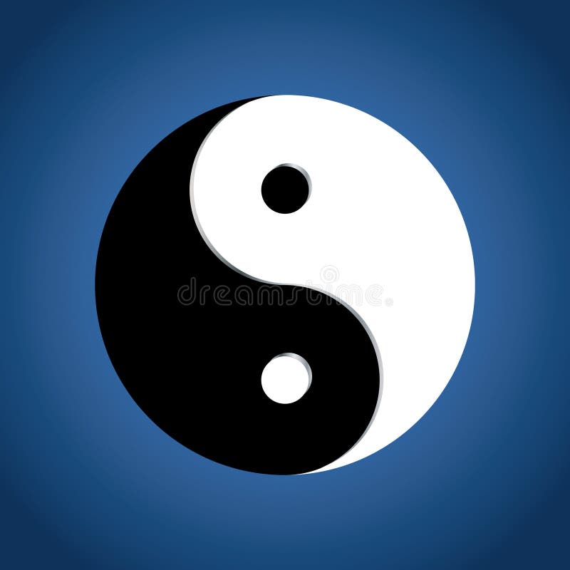 Ying Yang Symbol on Blue Background Stock Vector - Illustration of ...