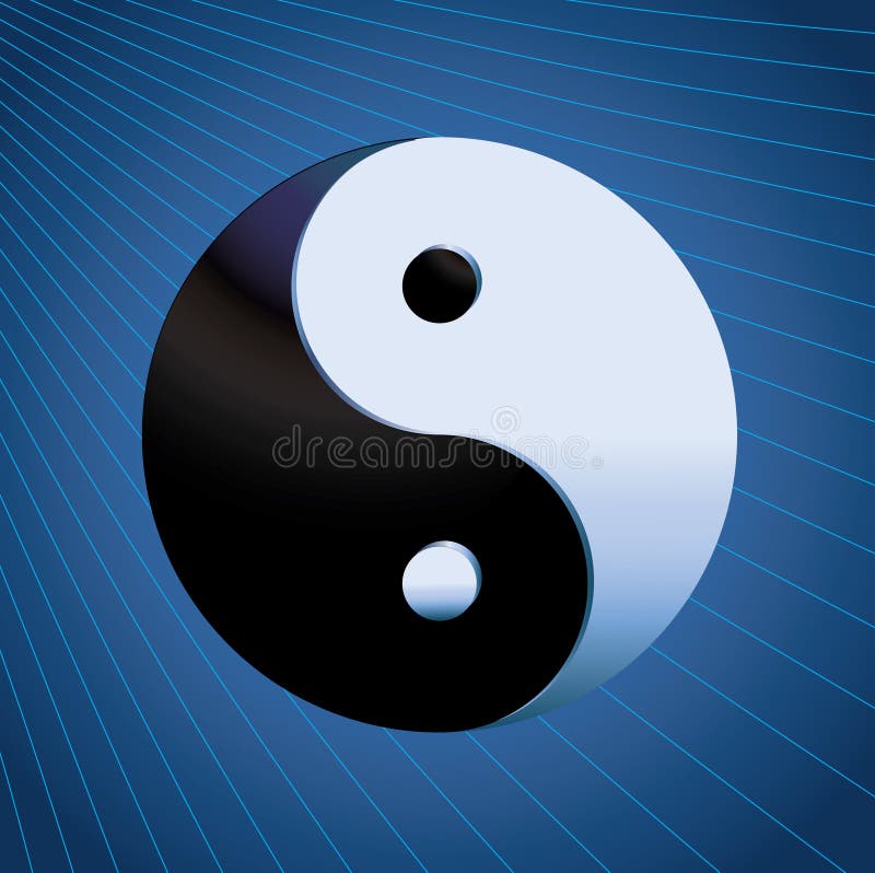 Ying Yang Symbol on Blue Background Stock Vector - Illustration of ...