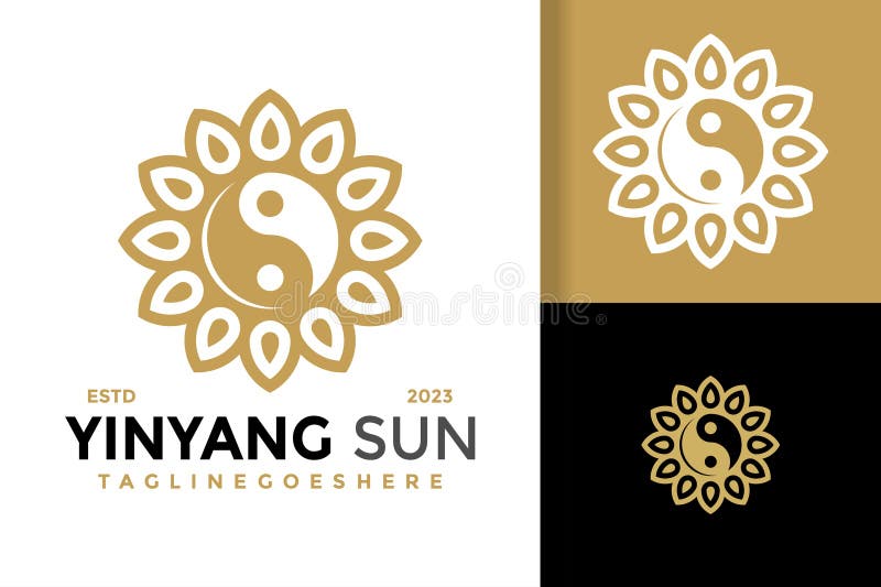 Yinyang Sun Flower Logo Design Vector Symbol Icon Illustration Stock ...