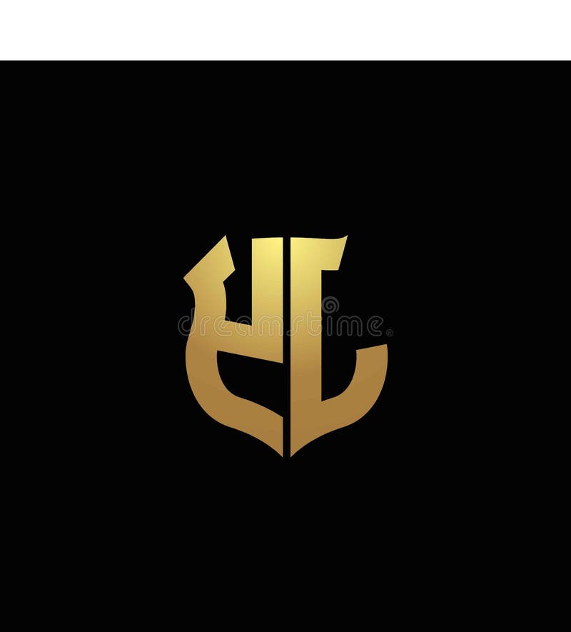 YJ Logo Monogram with Gold Colors and Shield Shape Design Template ...