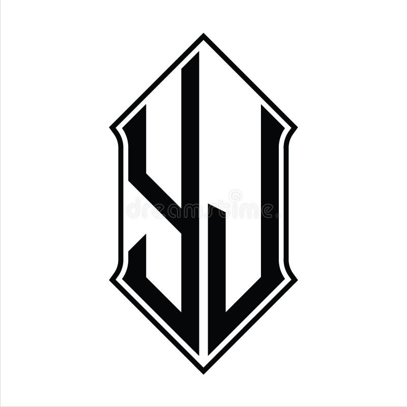 YJ Logo Monogram with Shieldshape and Outline Design Template Vector ...