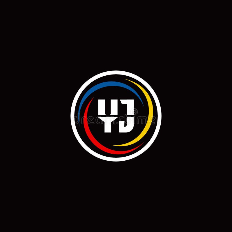 YJ Monogram Logo Isolated on Circle Shape with 3 Slash Colors Rounded ...