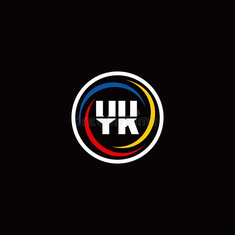 YK Monogram Logo Isolated on Circle Shape with 3 Slash Colors Rounded ...