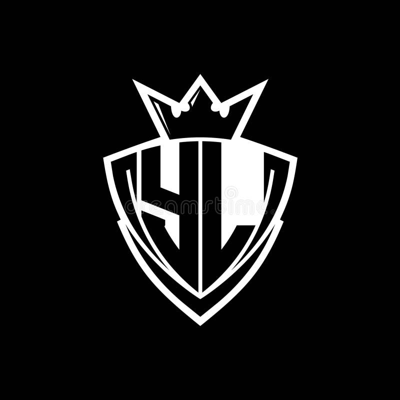 YL Letter Logo with Sharp Triangle Shield Shape with Crown Inside White ...