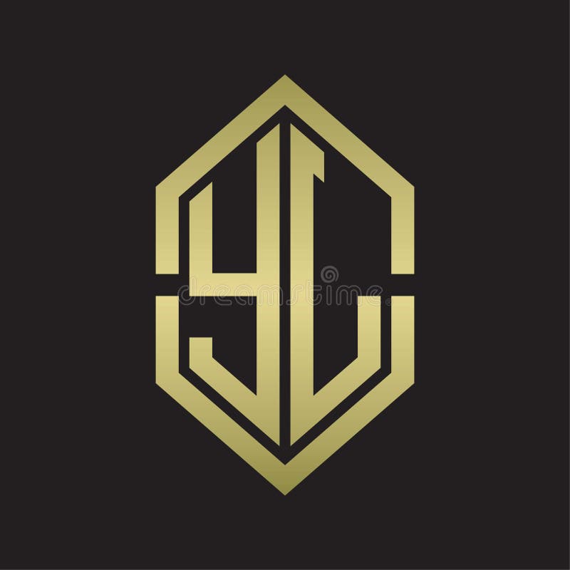 YL Logo Monogram with Hexagon Shape and Outline Slice Style with Gold ...