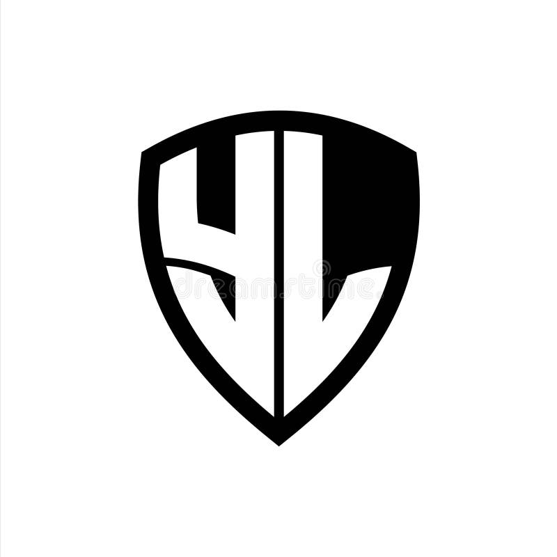 YL Monogram Logo with Bold Letters Shield Shape with Black and White ...