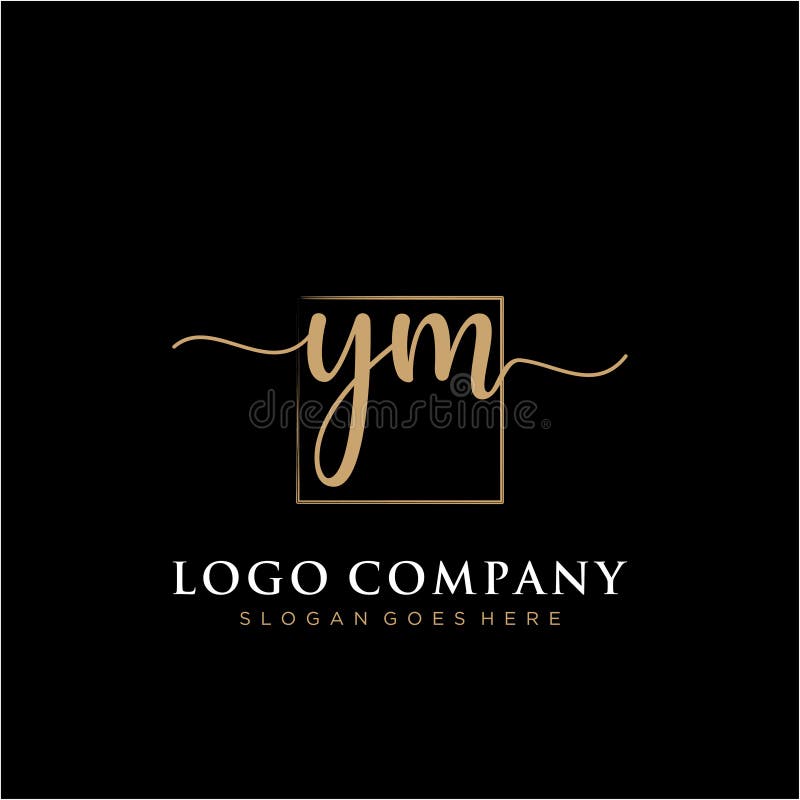 YM Initial Handwriting Logo with Rectangle Template Vector Stock Vector ...