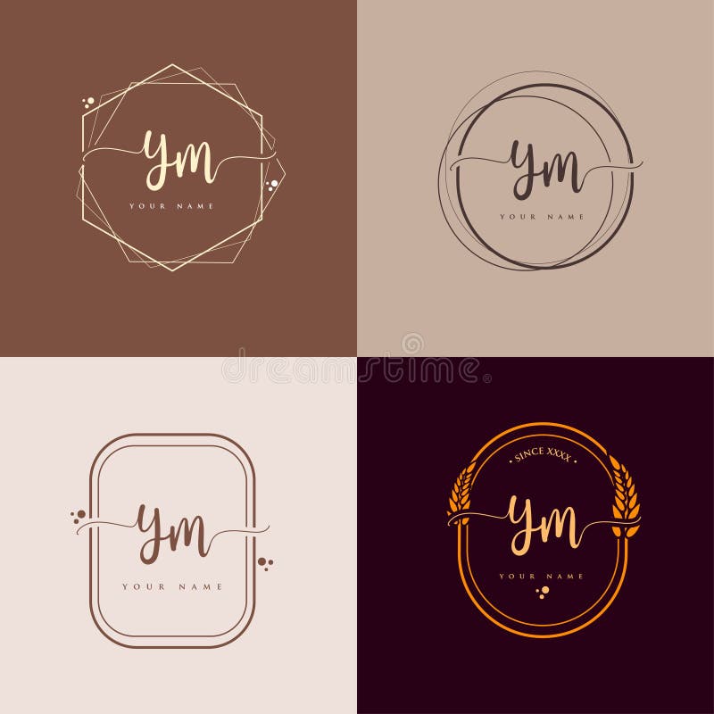 YM Initial Handwriting Logo Vector Sets. Hand Lettering Initials Logo ...