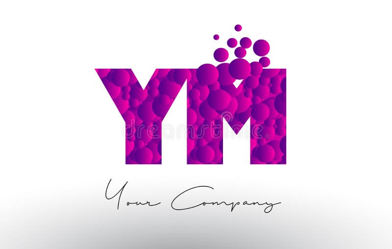 YM Y M Dots Letter Logo With Purple Bubbles Texture. Stock Vector ...