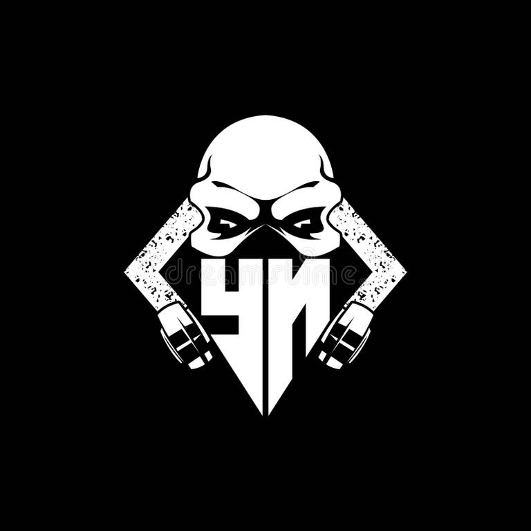 YN Initial Gaming ESport Skull Mask Style Stock Vector - Illustration ...