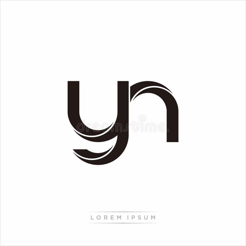 Yn Initial Letter Split Lowercase Modern Monogram Linked Outline ...
