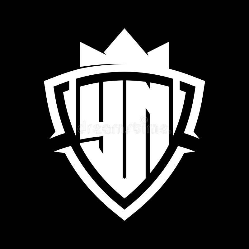 YN Letter Monogram with Triangle Curve Shield Shape with Crown White ...