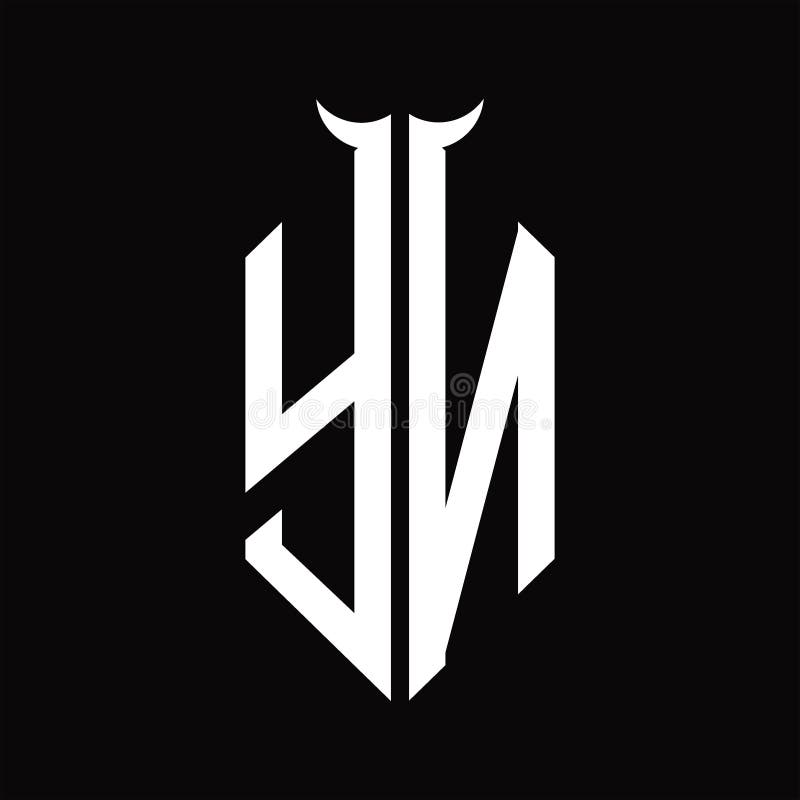 YN Logo Monogram with Horn Shape Isolated Black and White Design ...
