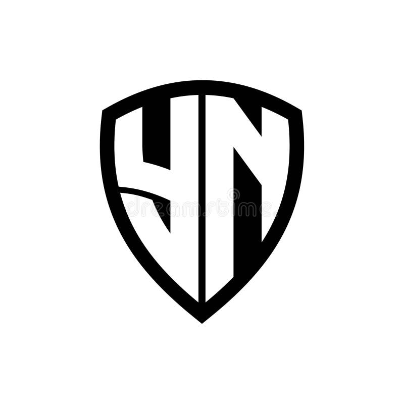 YN Monogram Logo with Bold Letters Shield Shape with Black and White ...