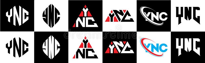 YNC Letter Logo Design in Six Style. YNC Polygon, Circle, Triangle ...