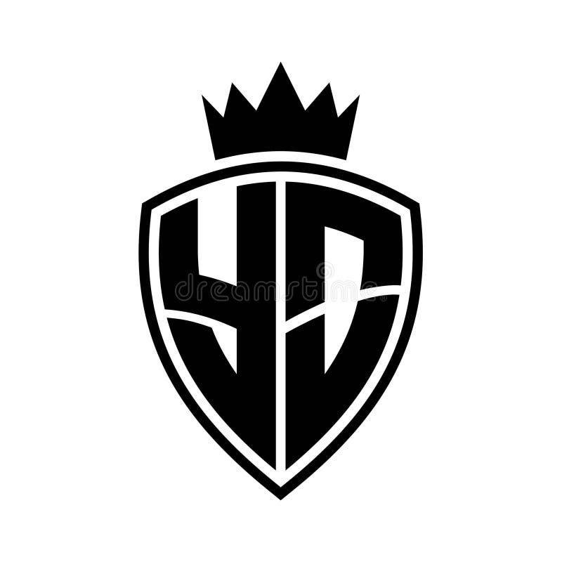 YO Letter Monogram Shield and Crown Outline Shape with Black and White ...