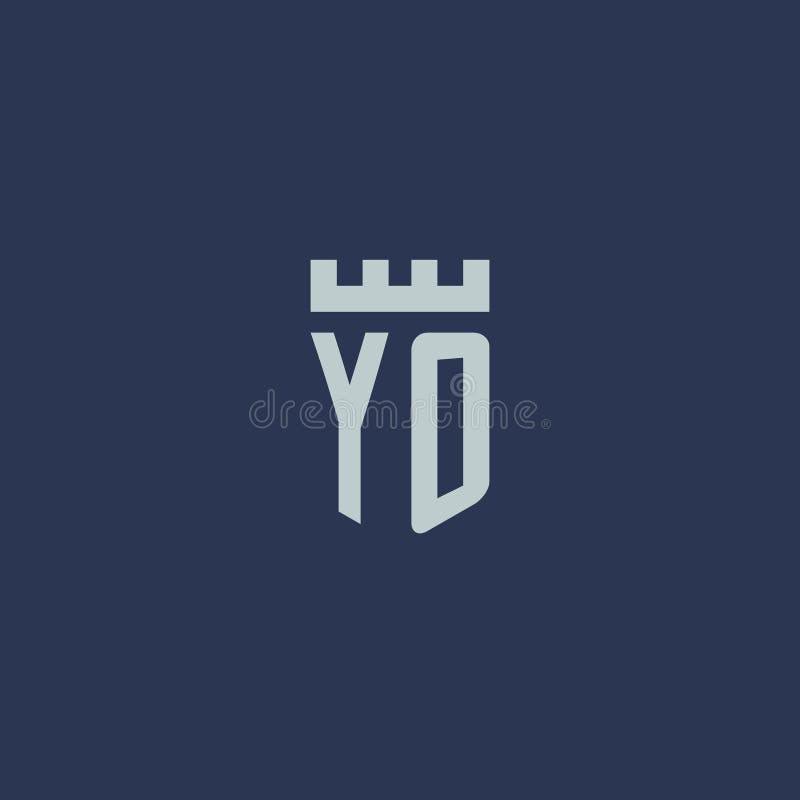 YO Logo Monogram with Fortress Castle and Shield Style Design Stock ...
