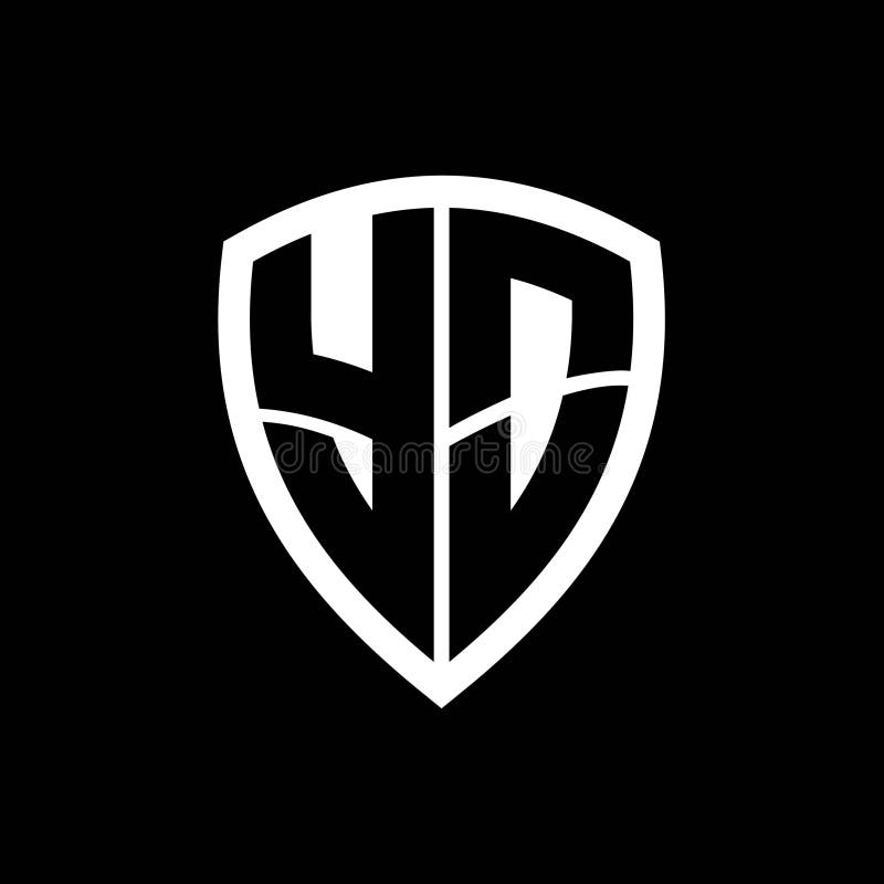 YO Monogram Logo with Bold Letters Shield Shape with Black and White ...