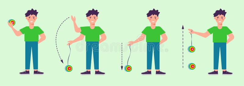 Yo-yo Toy. Set of Boy in Various Poses Playing Yo-yo Stock Vector ...