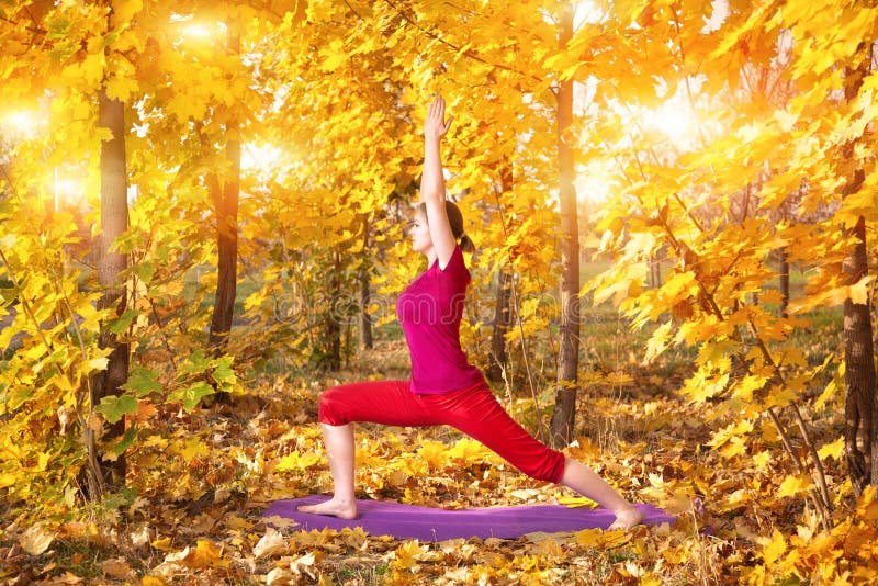 Yoga in autumn stock photo. Image of pilates, beautiful - 21739062
