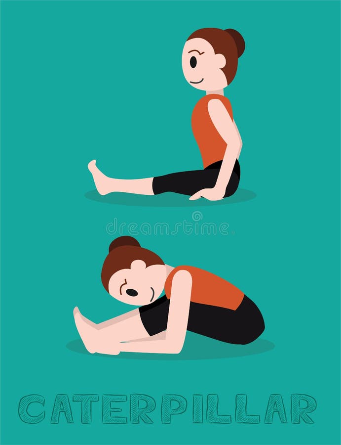 Yoga Caterpillar Forward Bend Cartoon Vector Illustration Stock Vector ...