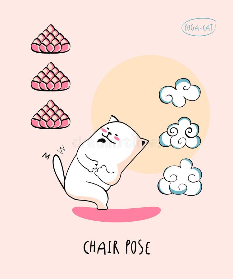 Yoga-chat Dans La Pose De Chaise Illustration Stock - Illustration du ...