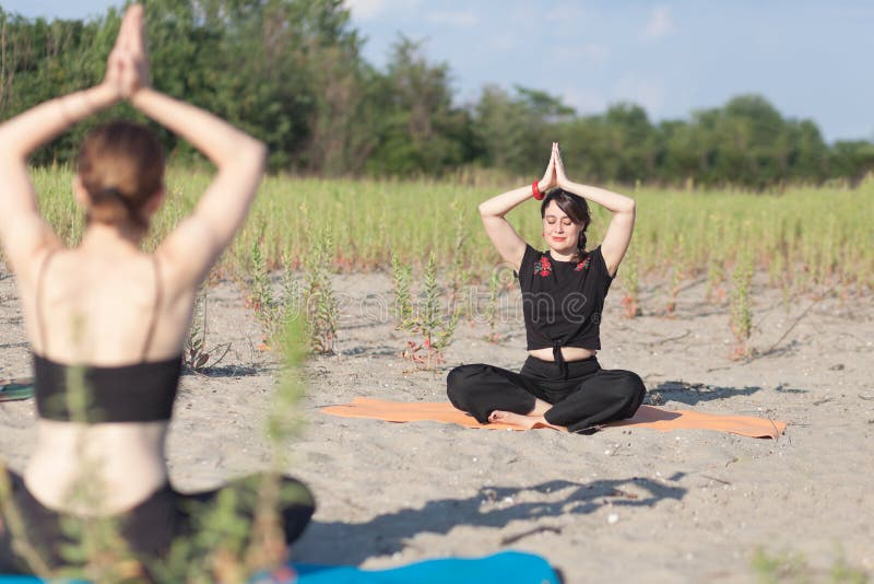 Group Outdoor Yoga Meditation Class Stock Photo - Image of meditating ...