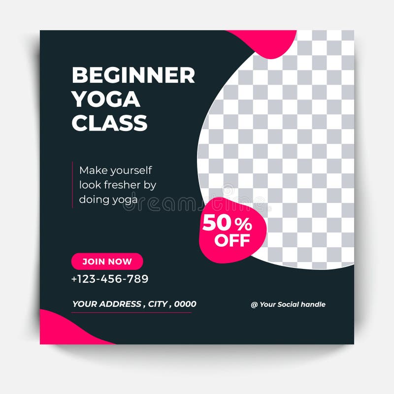 Yoga Class Social Media Post Template Stock Vector - Illustration of ...