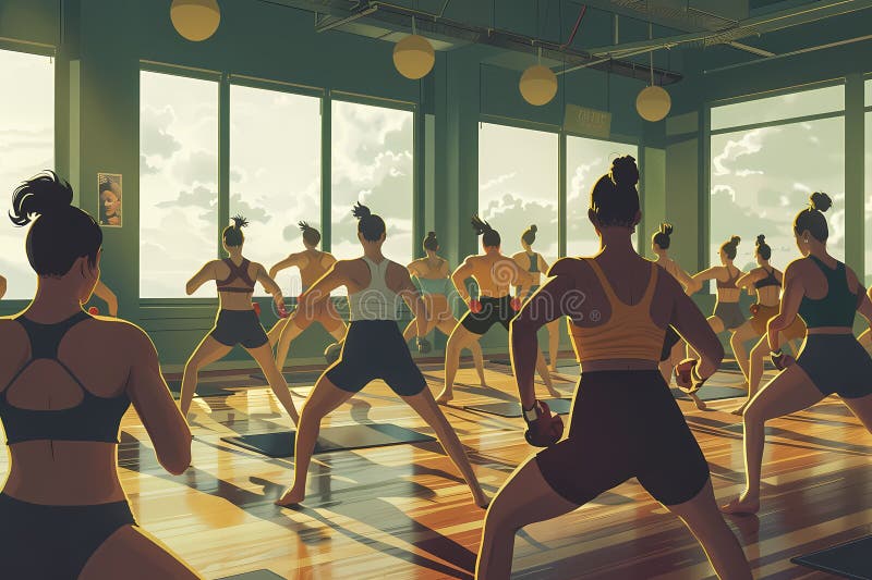 Yoga Class in Sunlit Studio Stock Image - Image of studio, morning ...