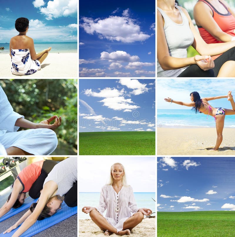 Yoga collage stock photo. Image of harmony, healthcare - 12234966