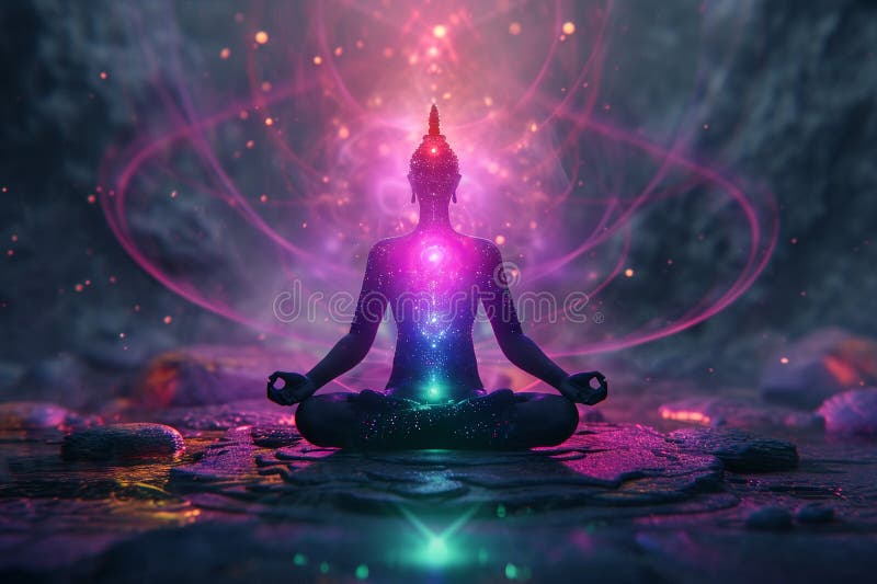 Yoga Cosmic Space Meditation. Visualization of Bright Energy ...