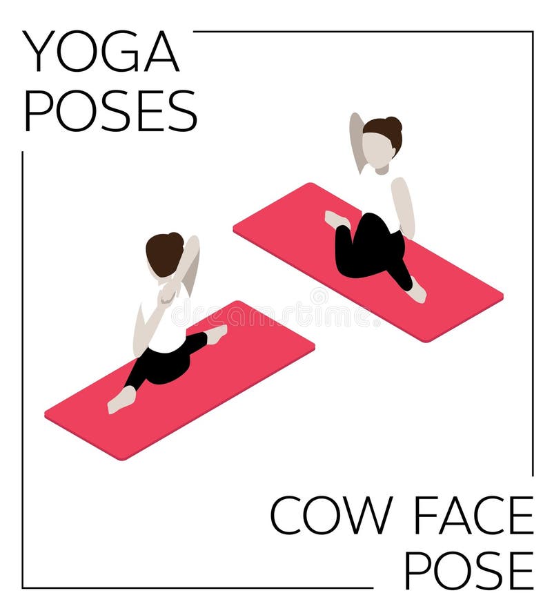 Yoga Cow Face Pose Isometric Vector Set Stock Vector - Illustration of ...