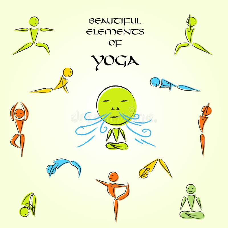 Yoga d'éléments illustration de vecteur. Illustration du graphisme ...