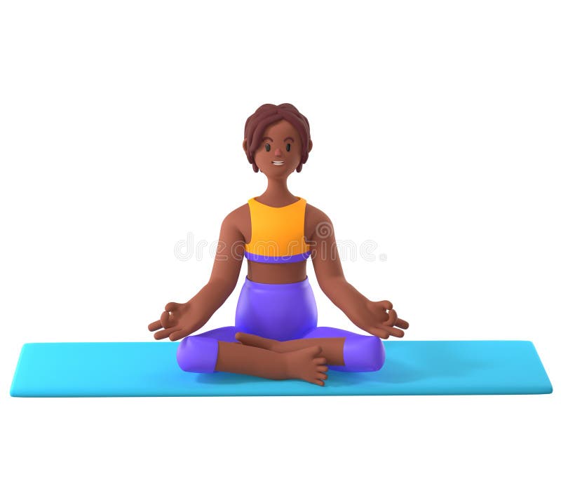 Yoga Dark Skinned Girl In Standing Position On White Background