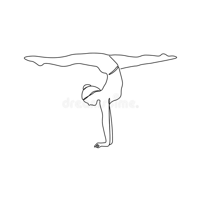 Yoga Day. a Female Acrobat. Solid Line Stock Vector - Illustration of ...