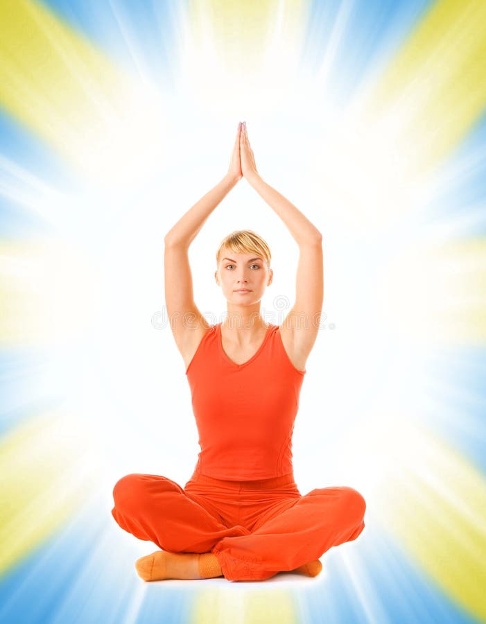 Yoga exercise stock image. Image of orange, healthy, gymnastics - 4459231