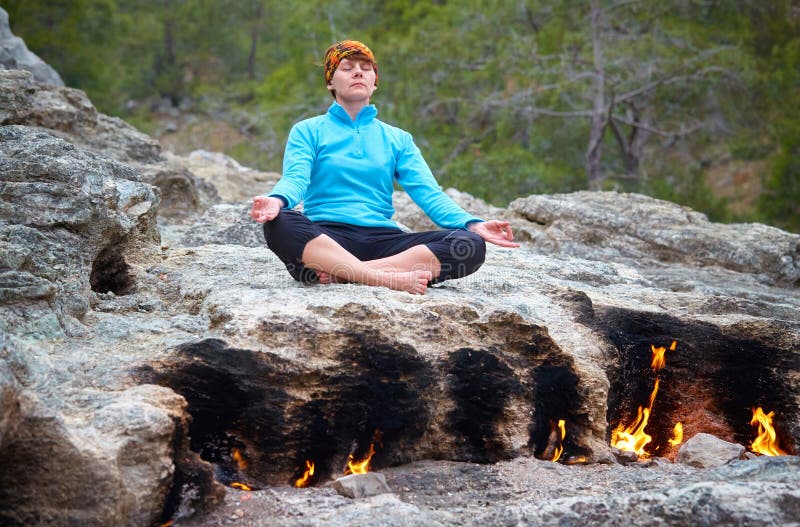 Yoga fire stock image. Image of exercising, position - 69359175