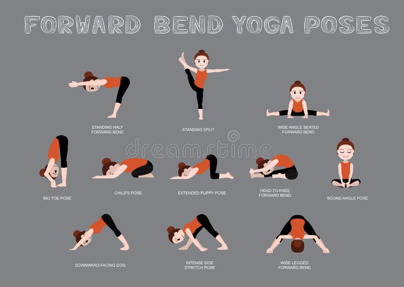 Yoga Forward Bend Poses Vector Illustration Stock Vector - Illustration ...