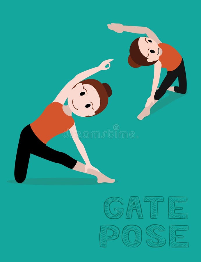 Gate Pose Parighasana Yoga Manga Tutorial How Cartoon Vector ...