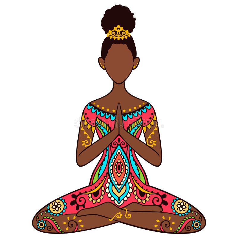 Yoga Girl African American Woman Doing Yoga Dreadlocks Hairstyle