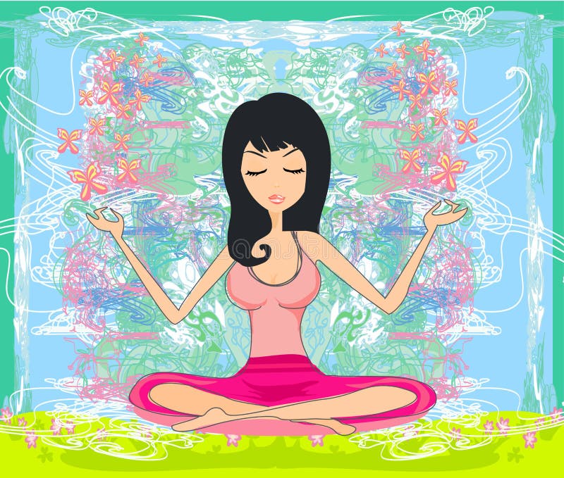 Yoga Girl In Lotus Position Stock Vector Illustration Of Body